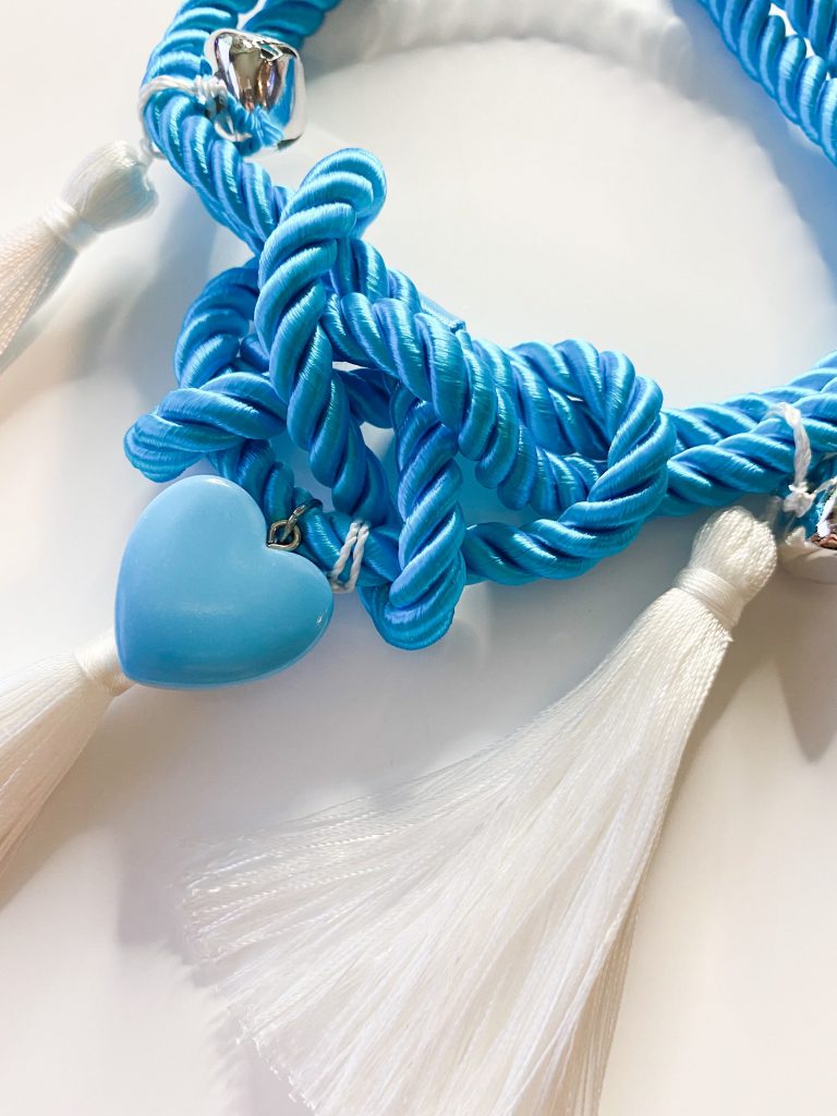 Heart Charm - Blue with White Tassels - VIP Rope Knot Charm - Good Luck ...