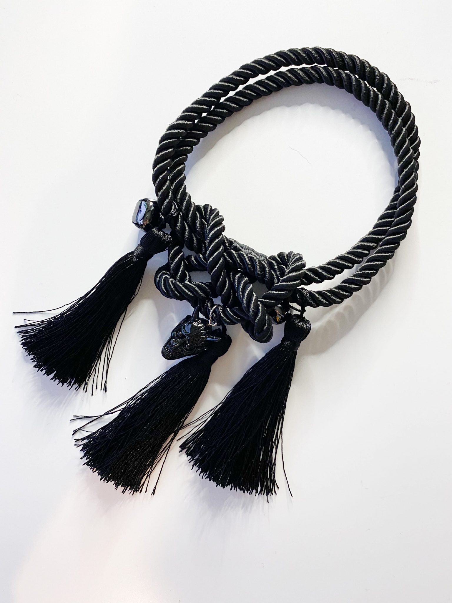 Oni Mask - Black with Black Tassels - VIP Rope Knot Charm - Good Luck ...