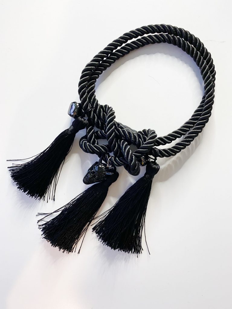 Oni Mask - Black with Black Tassels - VIP Rope Knot Charm - Good Luck ...